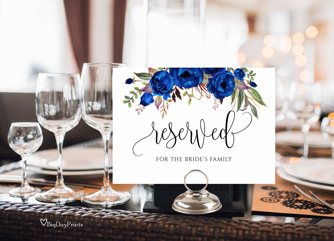 Royal Blue Wedding Reserved Sign, Wedding Reserved Table Sign, Reserved ...
