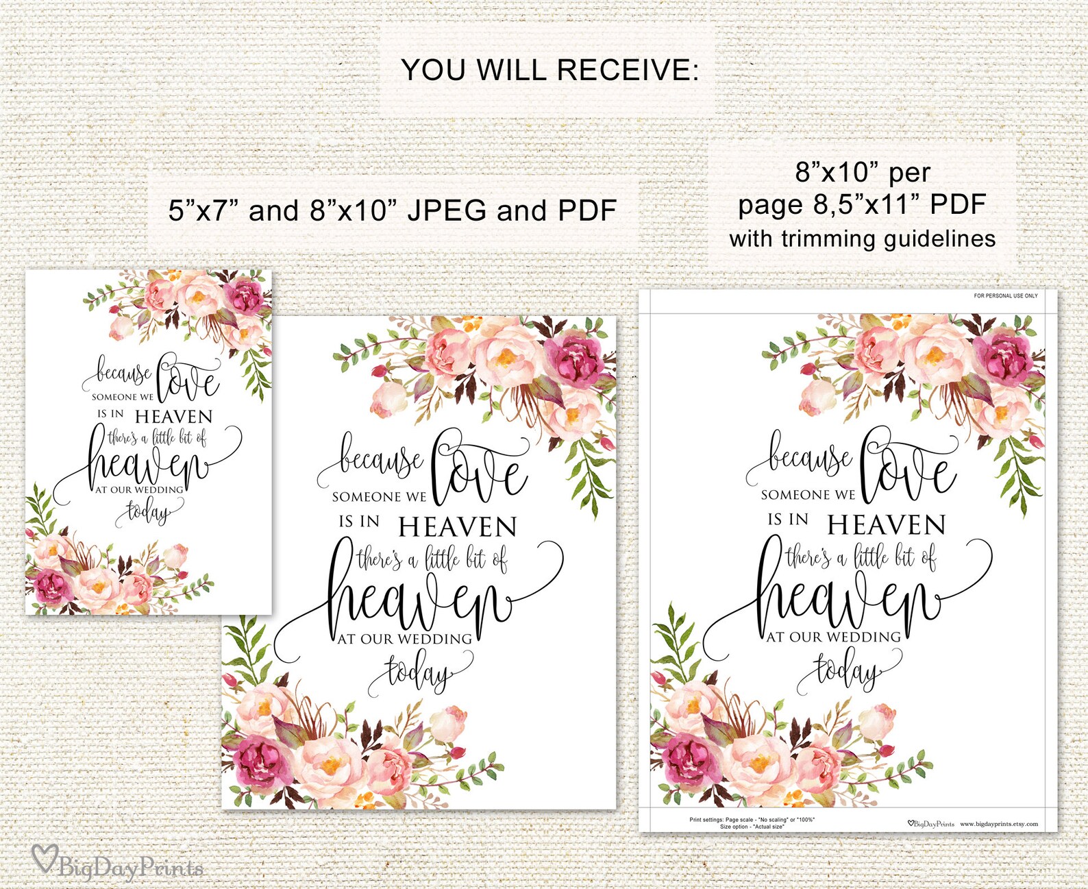 Wedding Memorial Sign Heaven Wedding Sign Memorial Table - Etsy