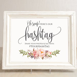 Hashtag Wedding Sign, Blush Pink Wedding Hashtag Sign, Your Hashtag ...