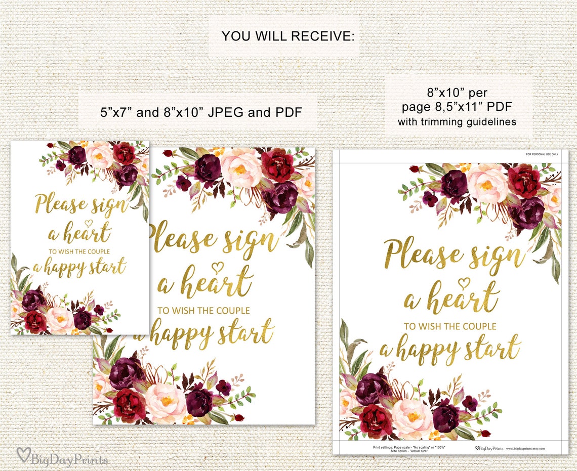 Please Sign a Heart Wedding Signs Alternative Wedding Guest - Etsy