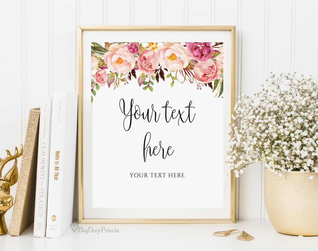 Blush Pink Wedding Sign Template, Editable Wedding Sign, Your Text Here ...