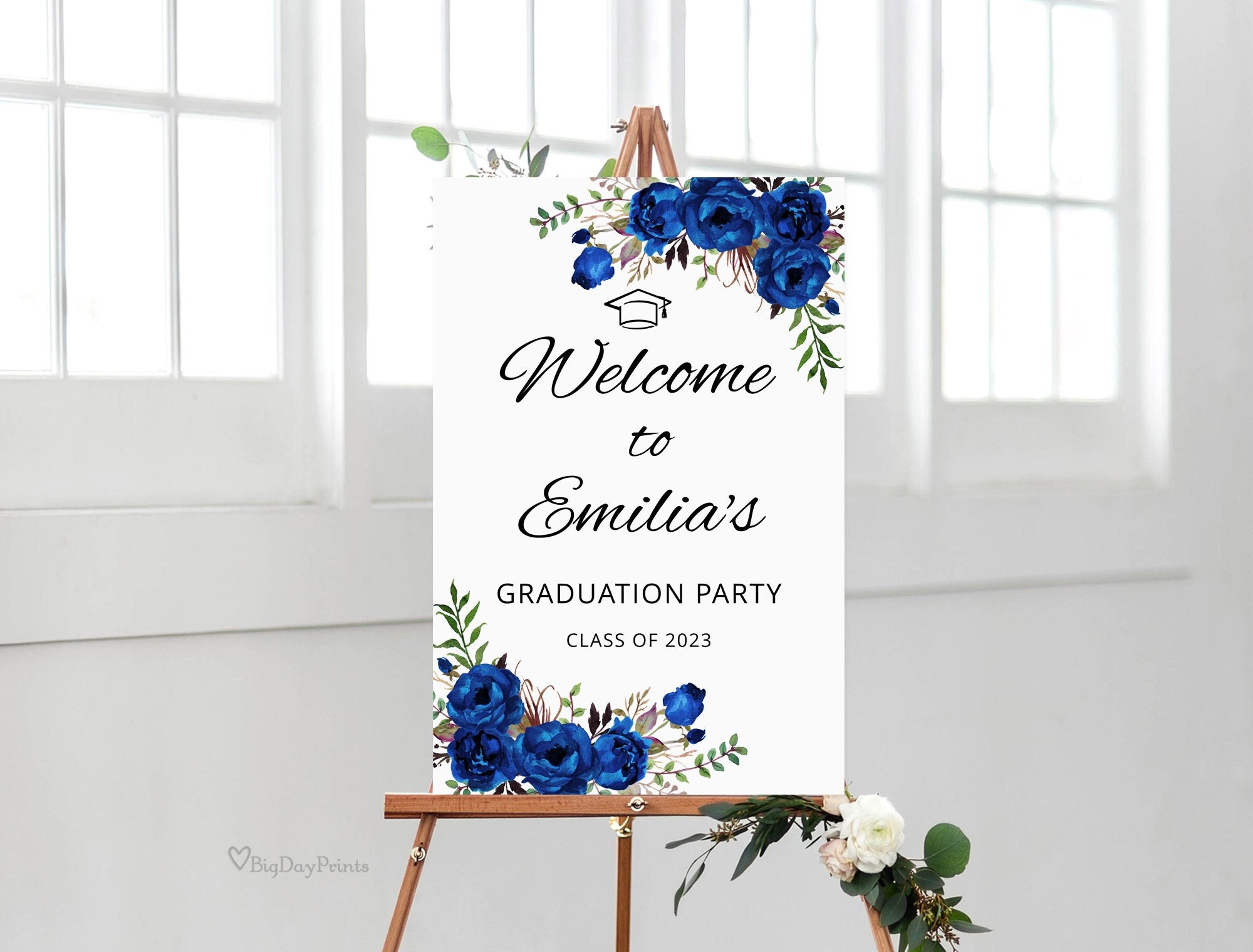 Royal Blue Graduation Welcome Sign Blue Graduation Party - Etsy