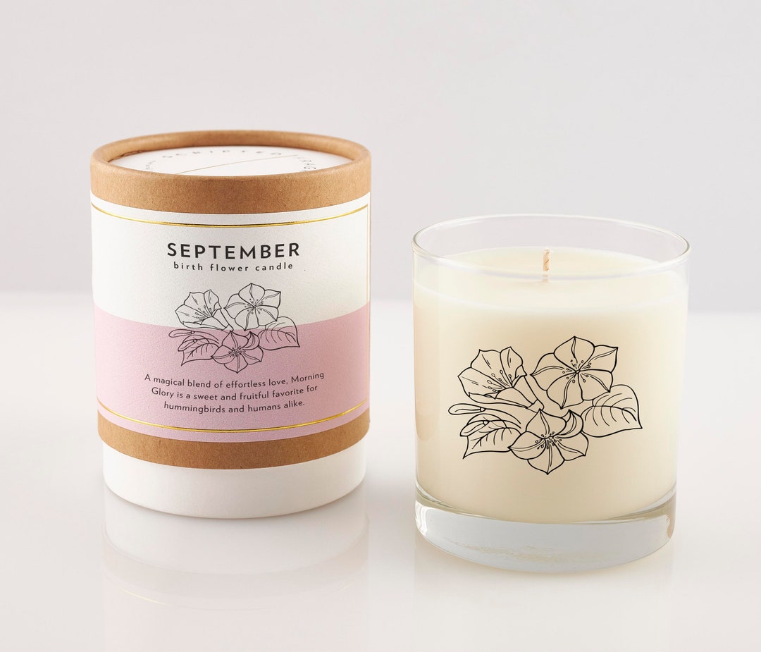 September Birth Flower Soy Candle: Morning Glory Scented Rocks Glass - Etsy