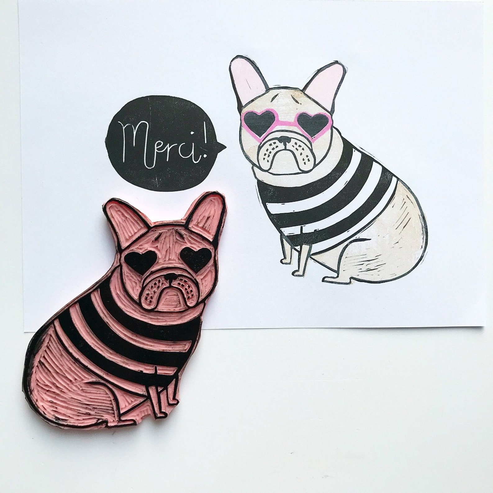 French Bulldog Card Frenchie Card Thank You Card French - Etsy