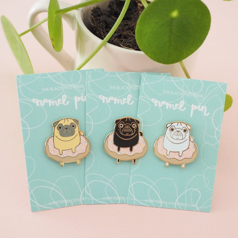 Pug Pin Pug Gift White Pug Pin Dog Doughnut Pin Pool Party | Etsy