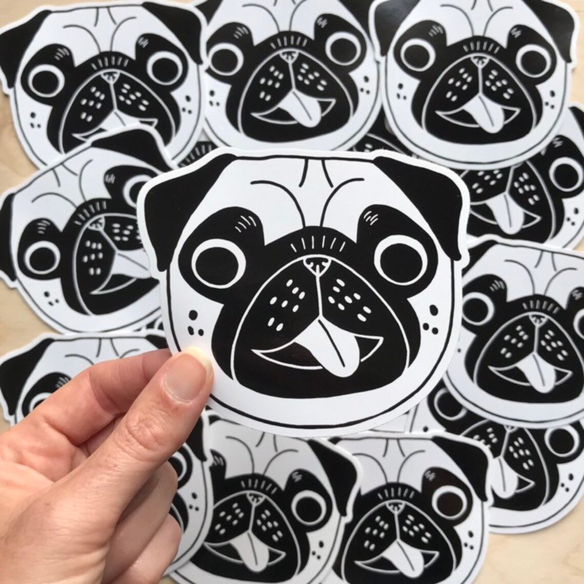Pug Stickers Black Pug Dog Sticker Pug Gift Vinyl Sticker - Etsy UK