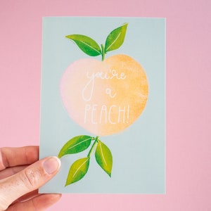 You're a Peach Birthday Card, Friends Card, Lino Print Card, Friendship ...