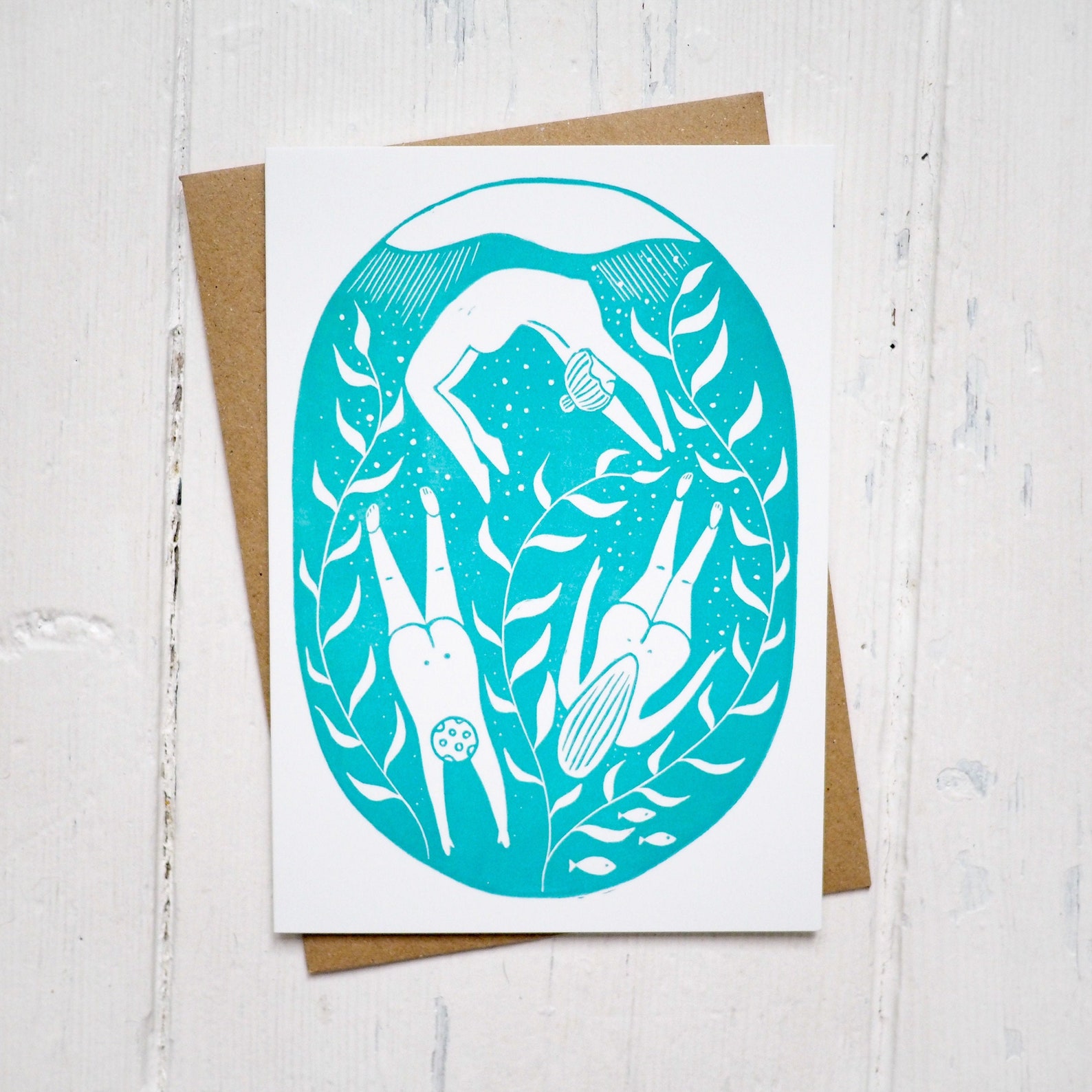 Wild Swimming Card Swimming Card Lino Print Card Skinny Dip | Etsy UK