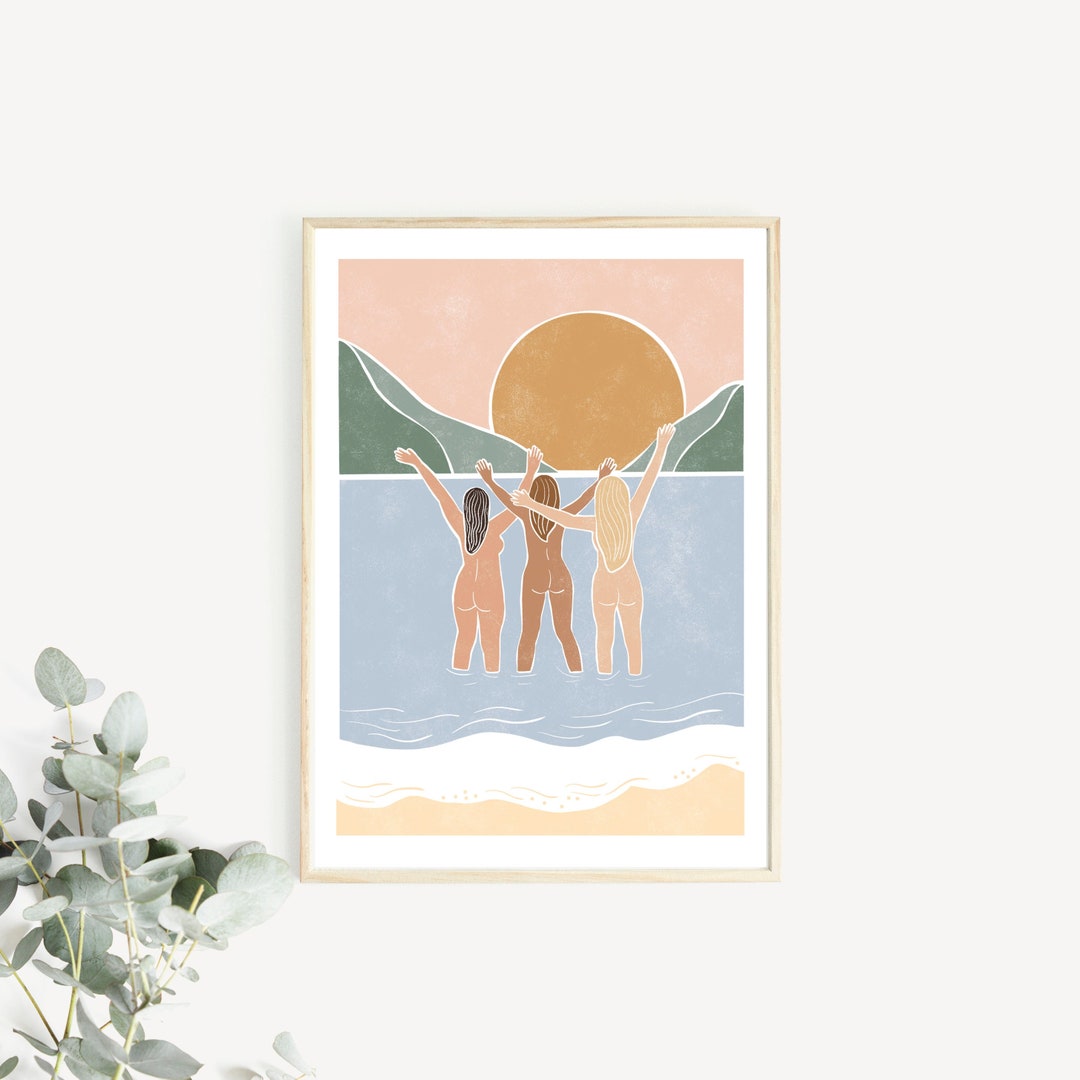 Wild Swimming Print, Wild Swimming Art, Wild Swimming Gift, Wild Women ...