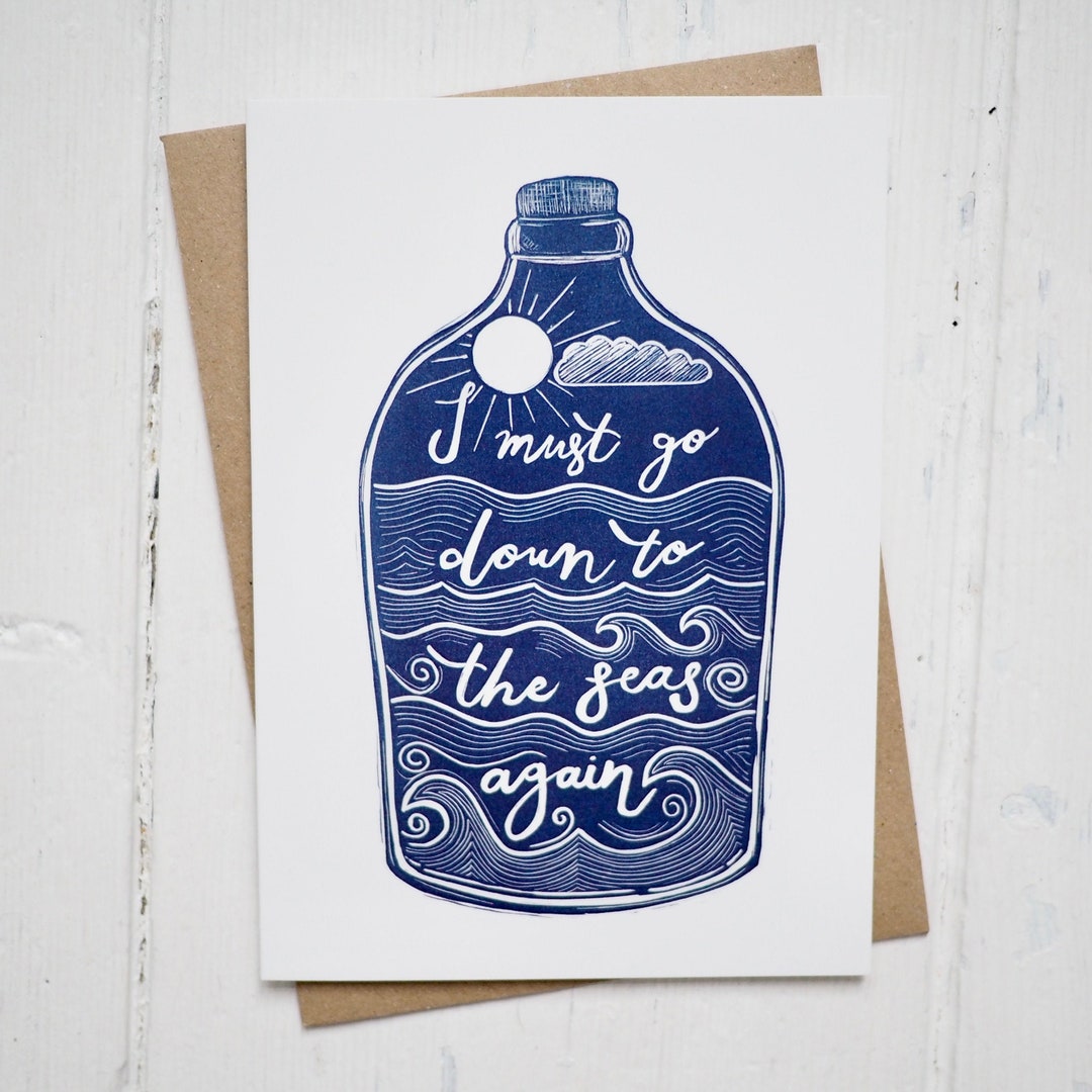 Wild Swimming Card, Swimming Card, Lino Print Card, Sea Lover Card, I ...