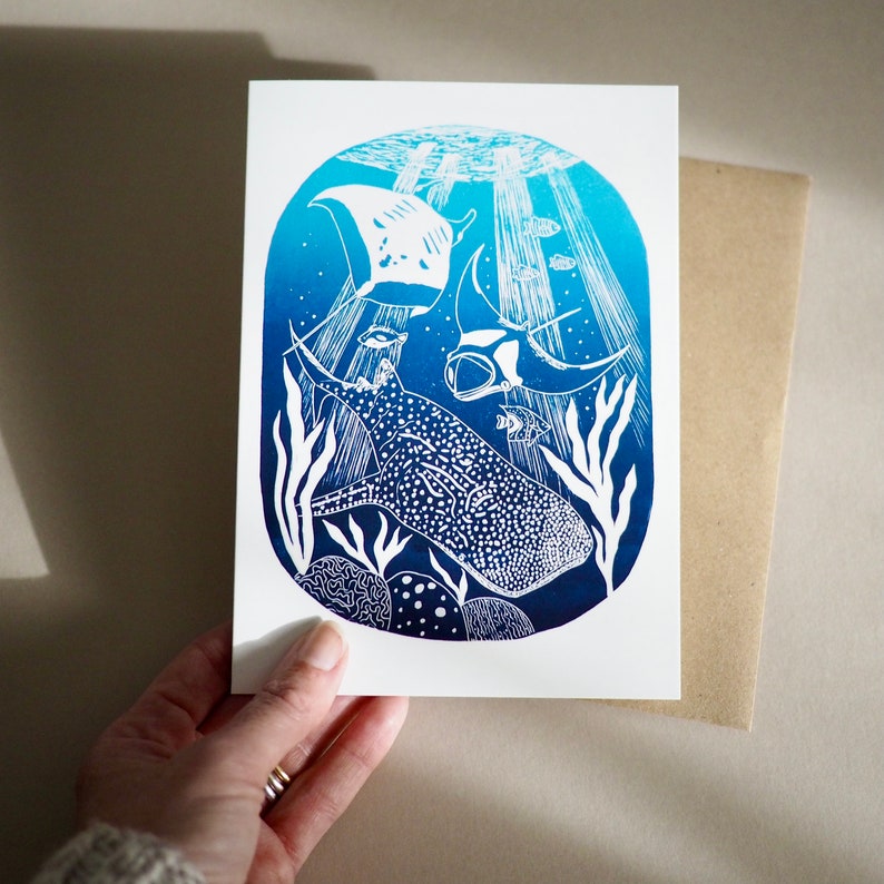 Whale Shark Card Underwater Card Lino Print Card Wild - Etsy