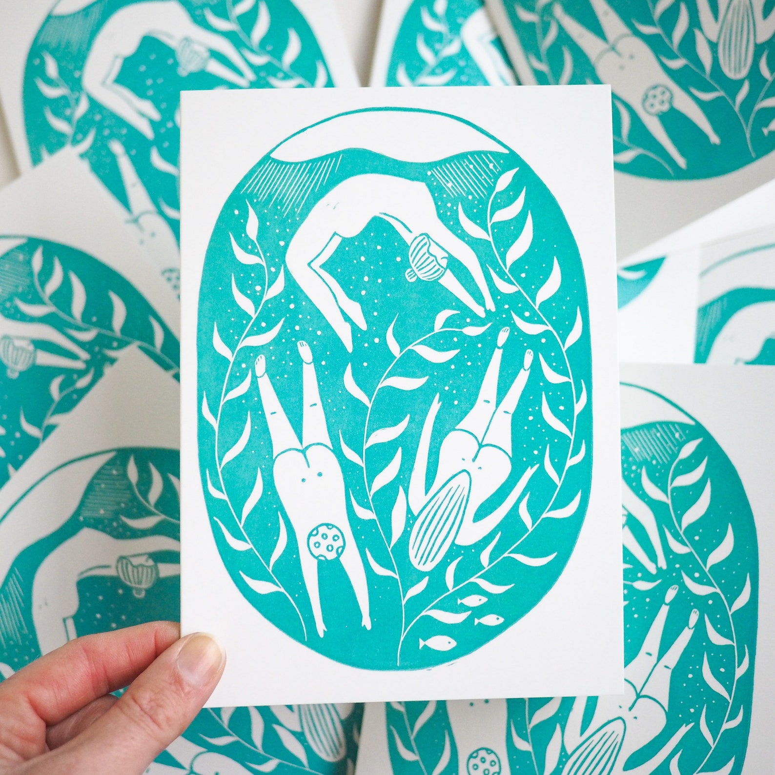 Wild Swimming Card Swimming Card Lino Print Card Skinny Dip - Etsy UK