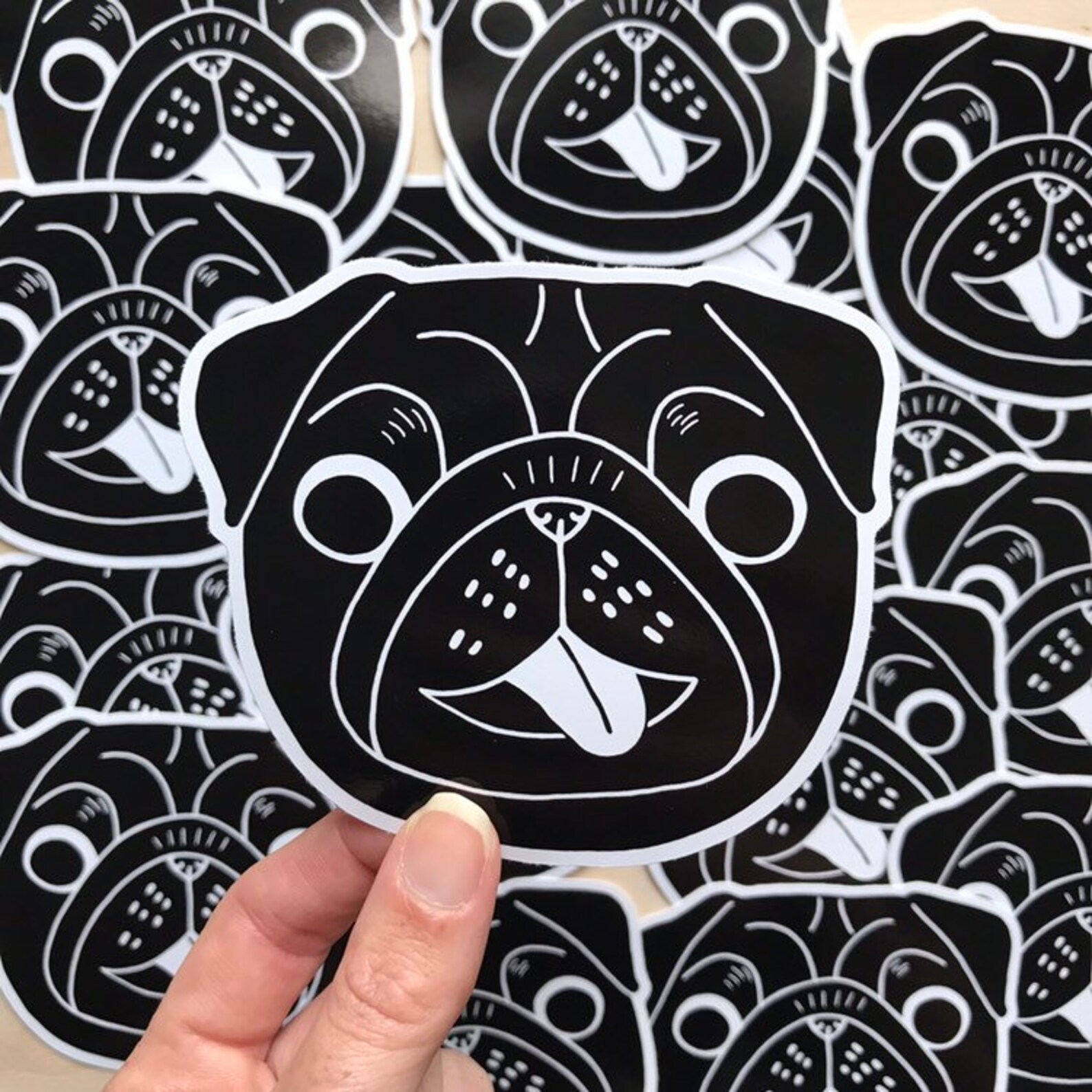 Pug Stickers Black Pug Dog Sticker Pug Gift Vinyl Sticker | Etsy UK