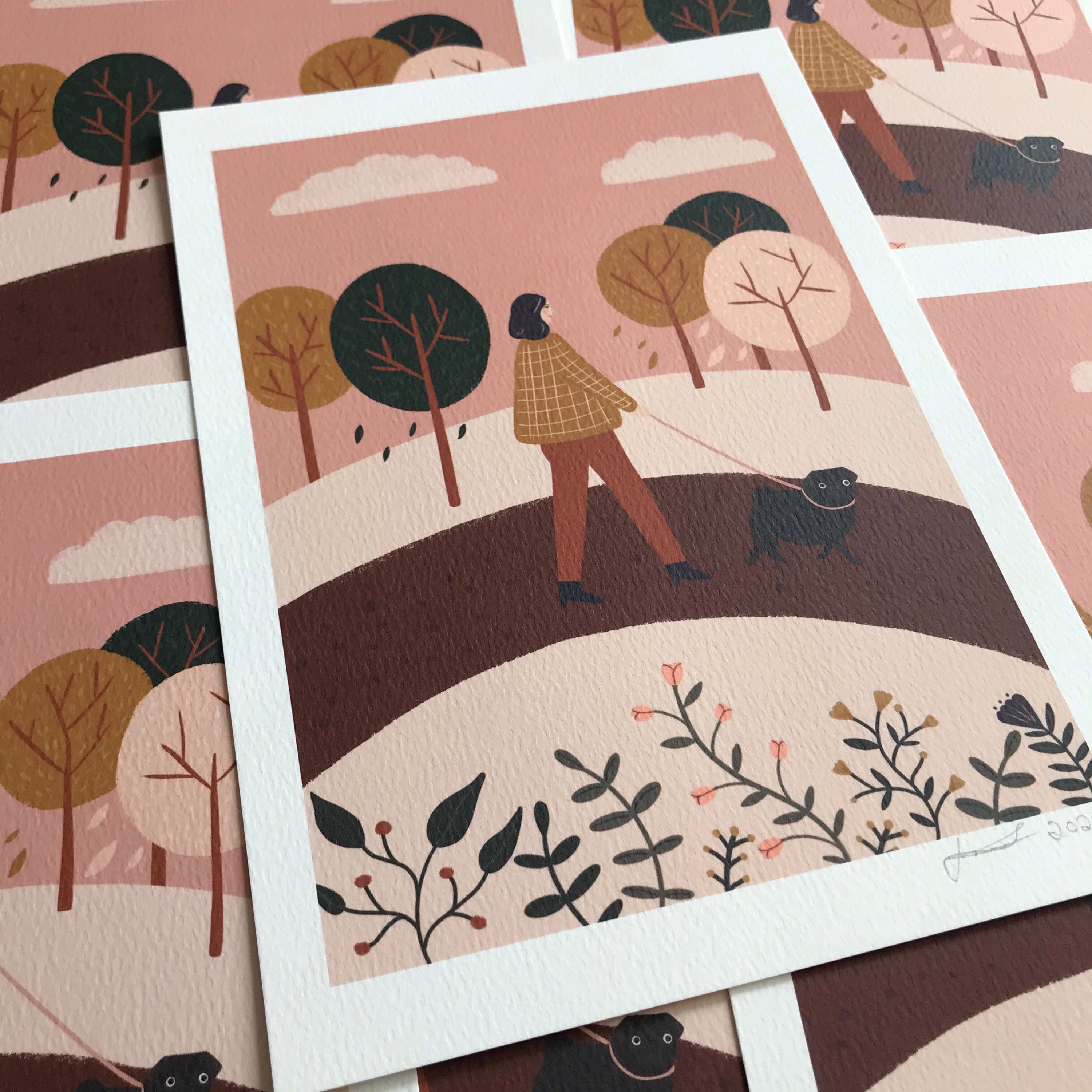 Pug Print Pug Gift Black Pug Print Pug Art Print Autumn | Etsy