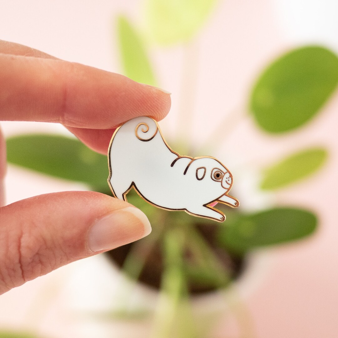 Pug Pin, White Pug, Dog Pin, Pug Birthday, Pug Gifts, Enamel Pin, Pug ...