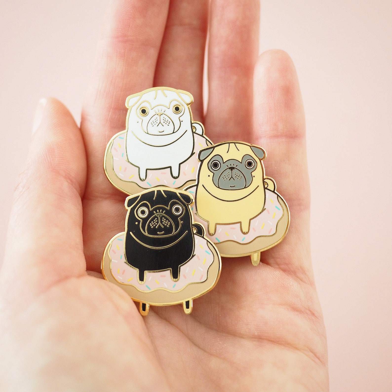 Pug Pin Pug Gift White Pug Pin Dog Doughnut Pin Pool Party - Etsy