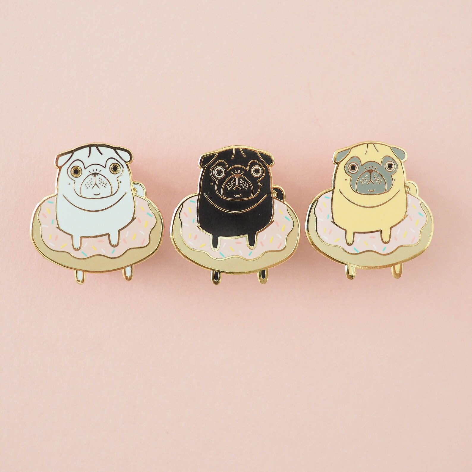 Pug Pin Pug Gift White Pug Pin Dog Doughnut Pin Pool Party - Etsy