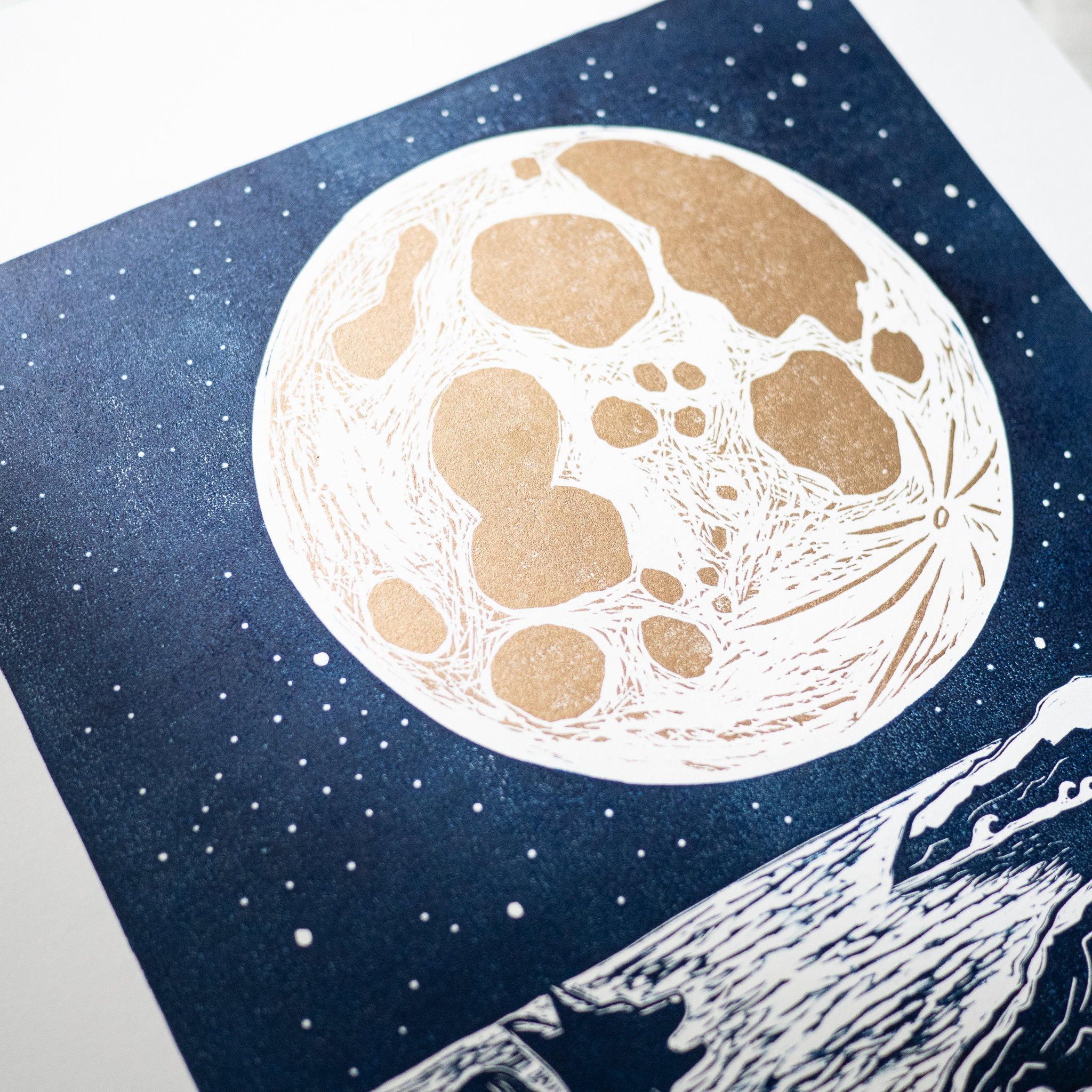 Dog Card Lino Print Card Full Moon Card Moon Gazing Card - Etsy UK