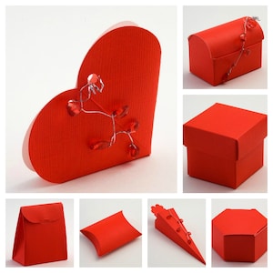 Silk Red Favour Boxes Range Luxury DIY Wedding Party Gift Valentines ...