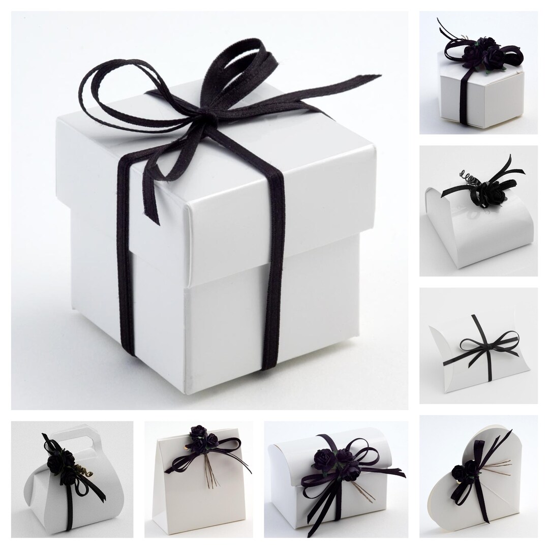 Glossy White Wedding Favour Boxes Luxury Party/christening Gift Favor ...