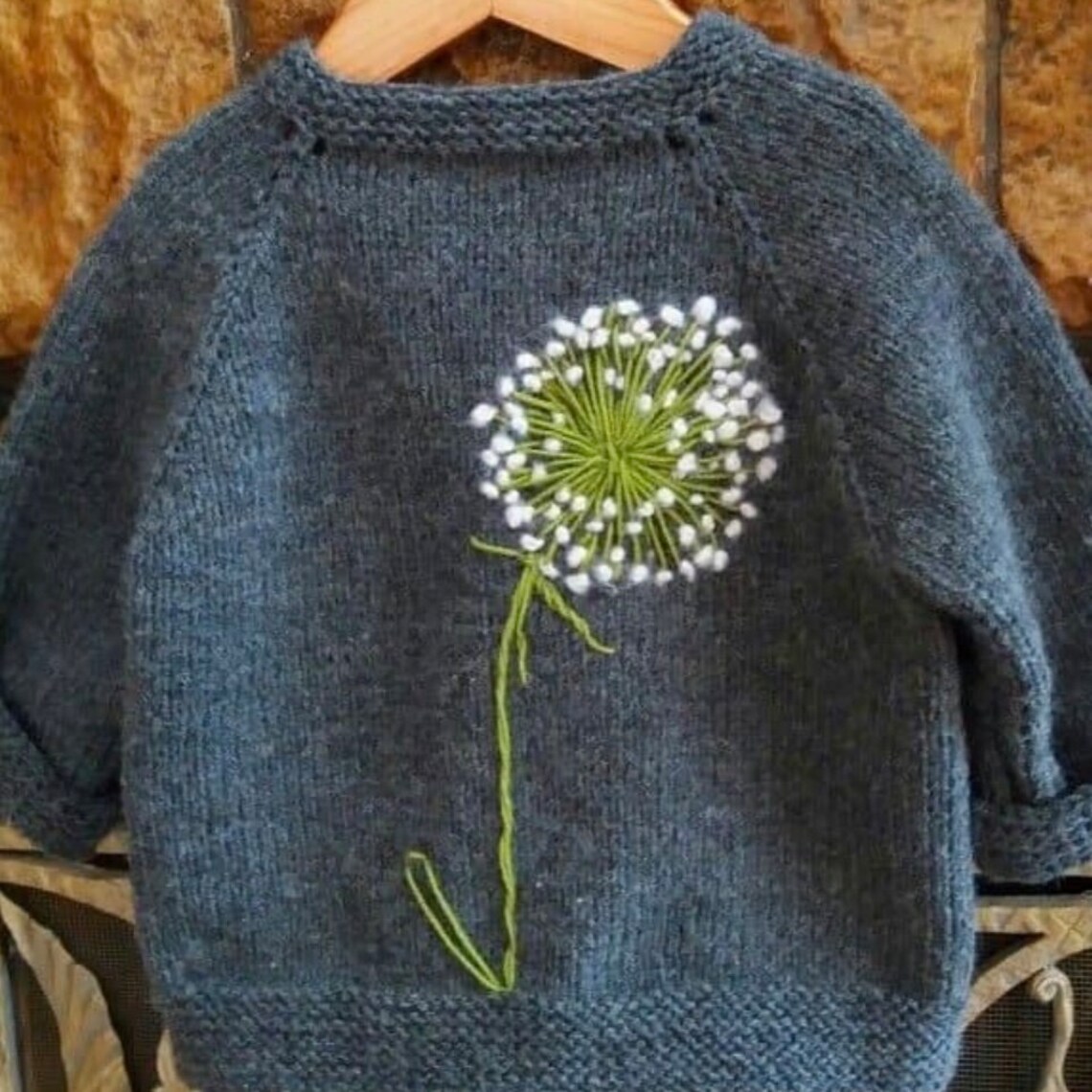 Baby Hand Embroidered Dandelion Sweater Knitted Baby Girl Pullover All ...