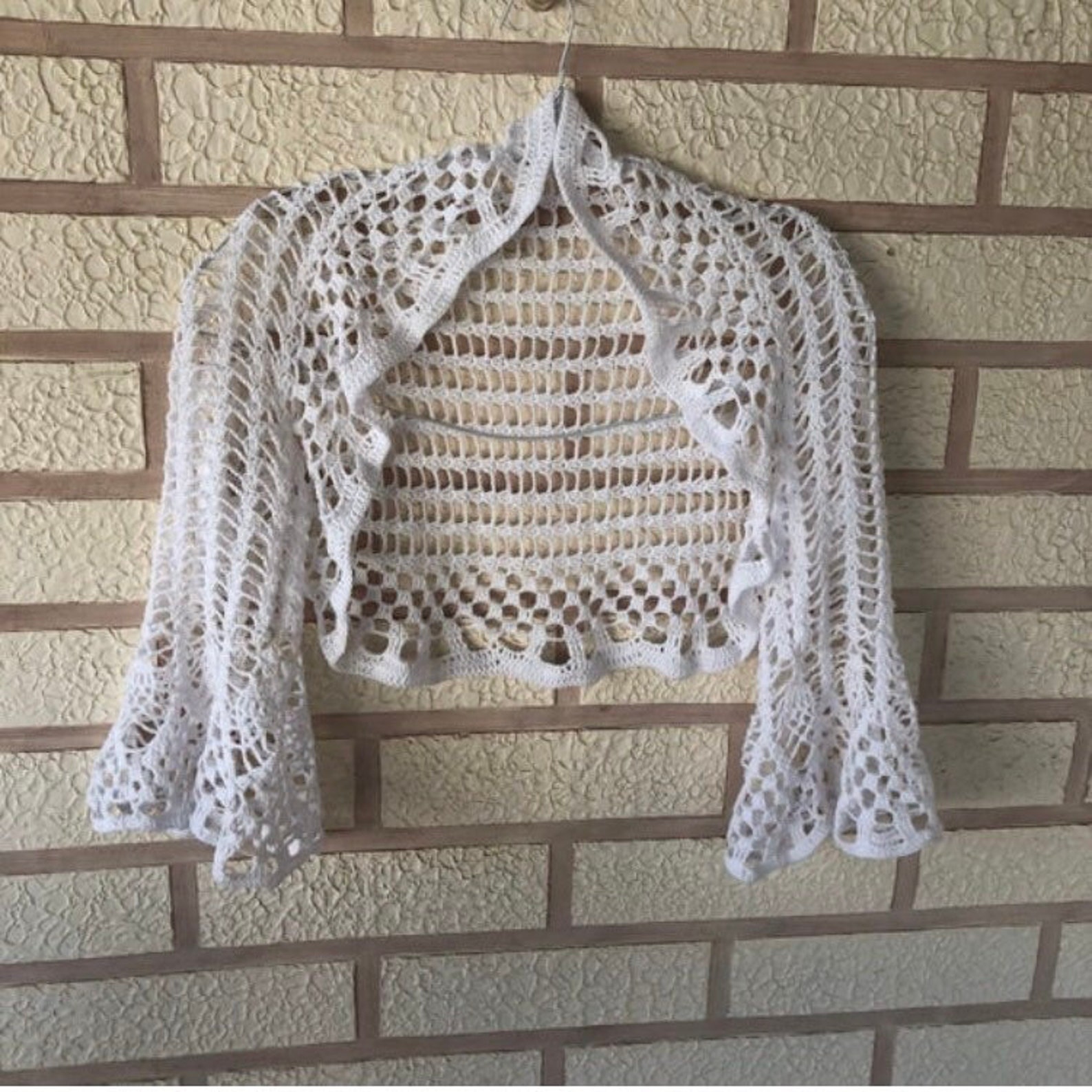 Crochet Bolero Pattern Bell Sleeve Lace Jacket Cropped Crochet Etsy