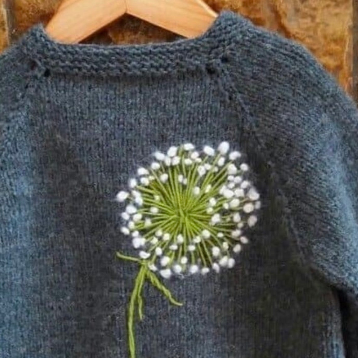 Baby Hand Embroidered Dandelion Sweater Knitted Baby Girl Pullover All ...