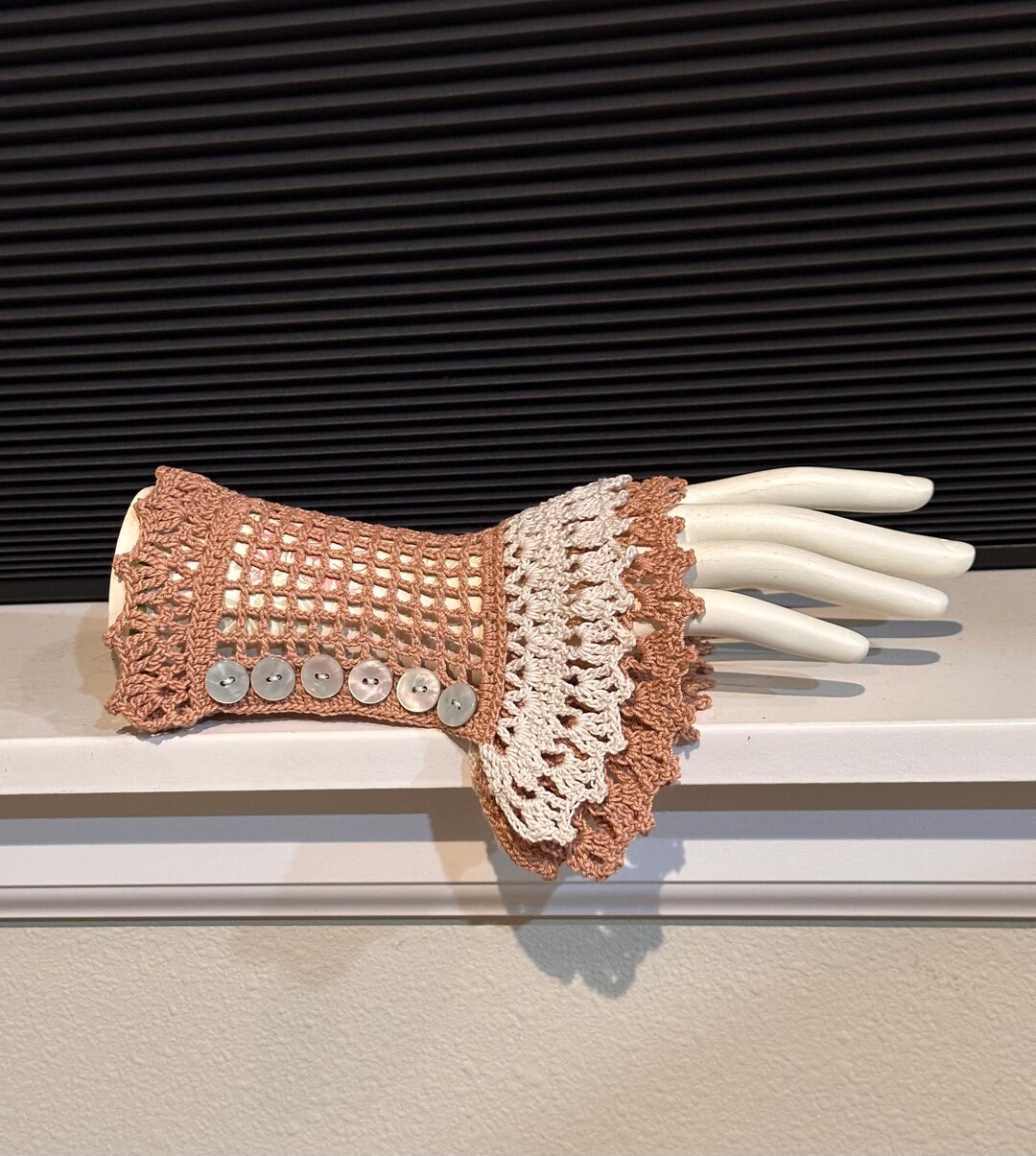 Crocheted Fingerless Mitts / Frilled & Ruffled Lace Cuffs - Etsy
