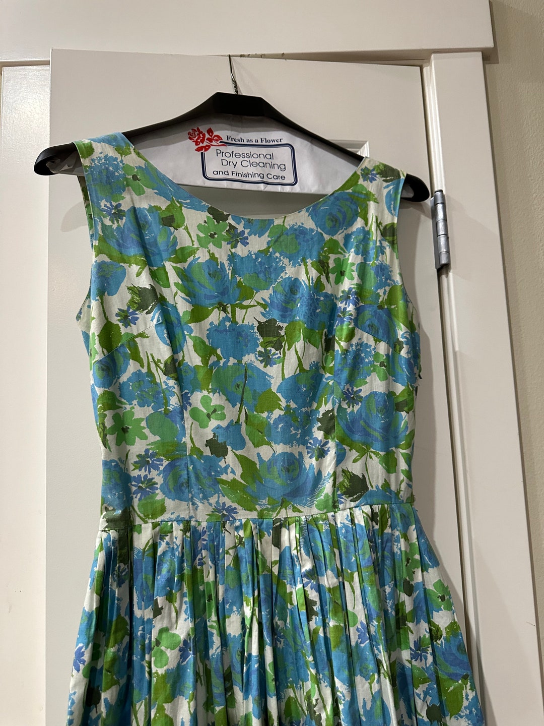 Aqua Rose Cotton Print Fit and Flair 1950's Sundress , Mrs. Maisel ...