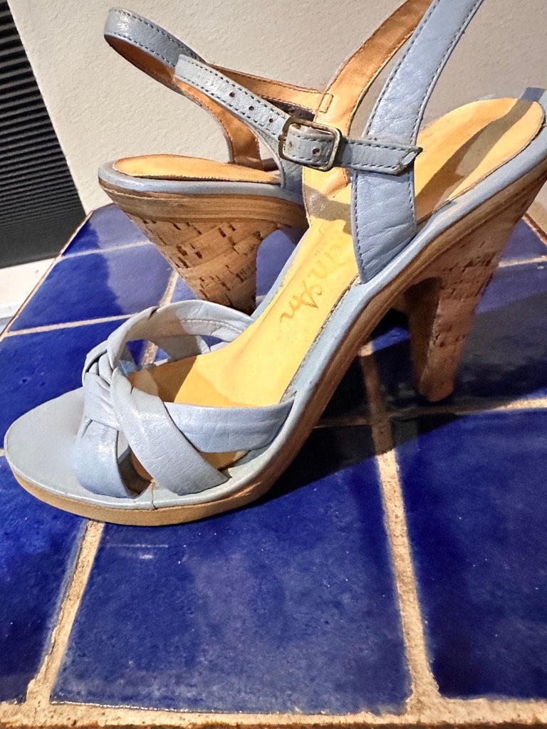 Rare Iconic Tom Mccan Woodworks 1970s 4 High Heels Baby Blue, Cork ...