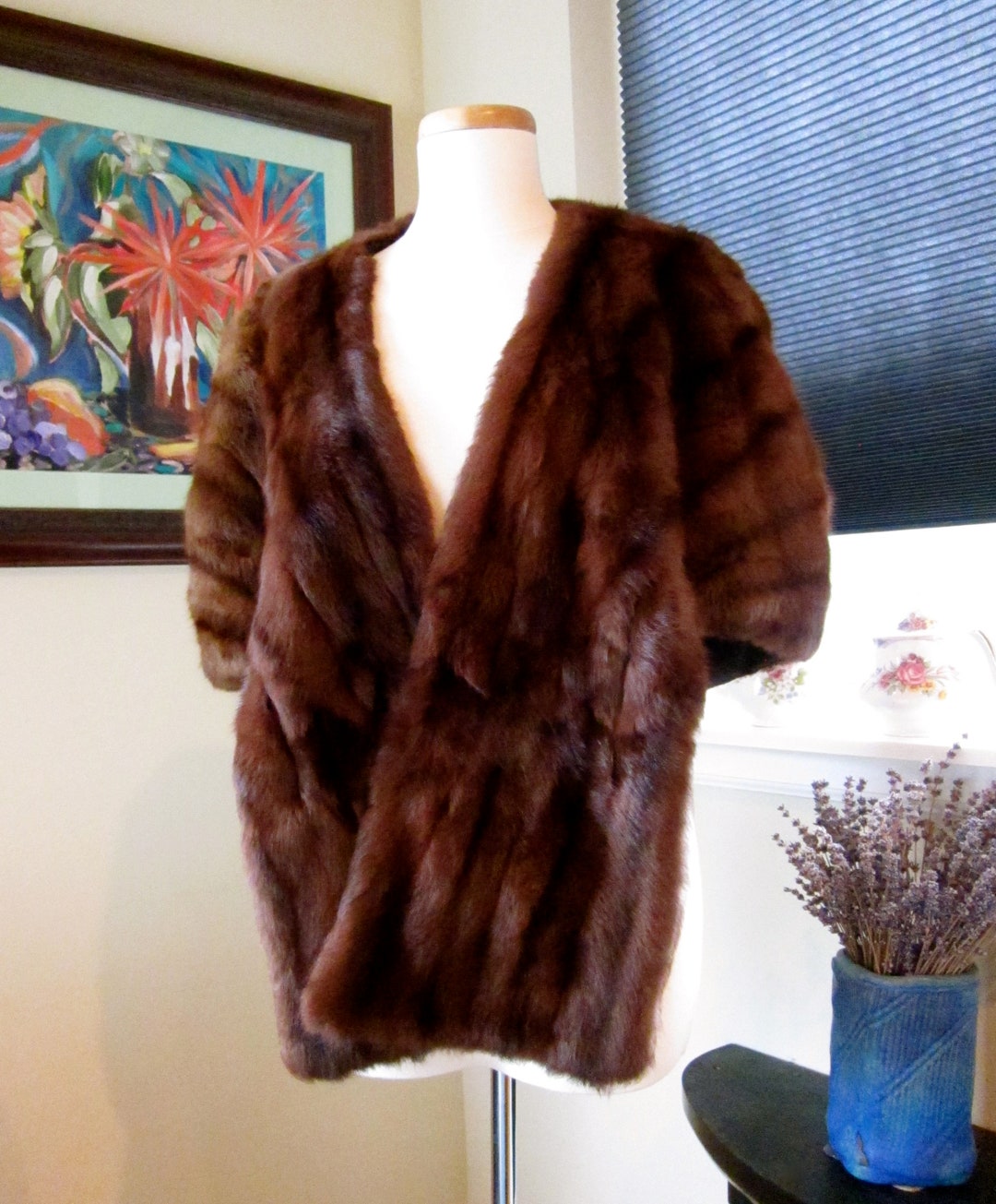 Brown Stone Marten Fur Stole From the 1950s With Built in Convertible ...