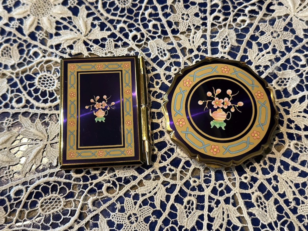 Stratton MCM Compact : Charming "tea Ceremony" Design & Note Pad W/pen ...