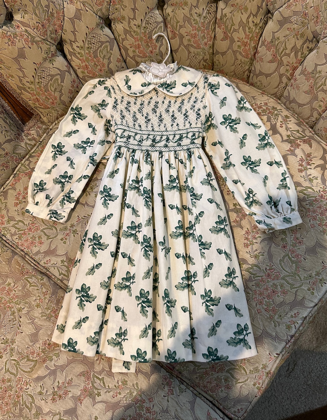 Vintage Child's Sophie Dess Creations Paris Smocked Acorn Print Dress ...