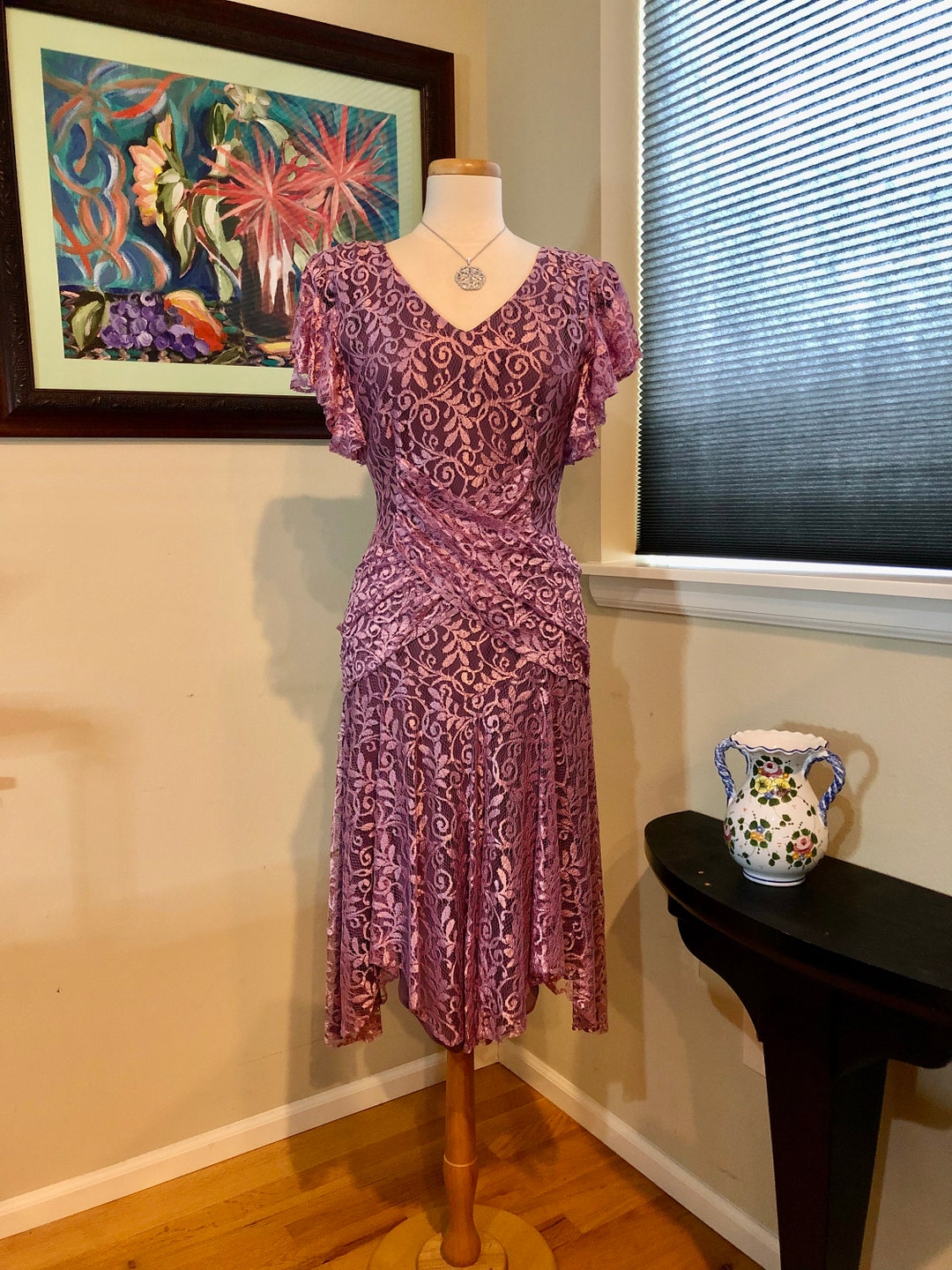 Lilac Lace Romantic Tea Dance Dress/ Party Frock 1980s - M - Etsy