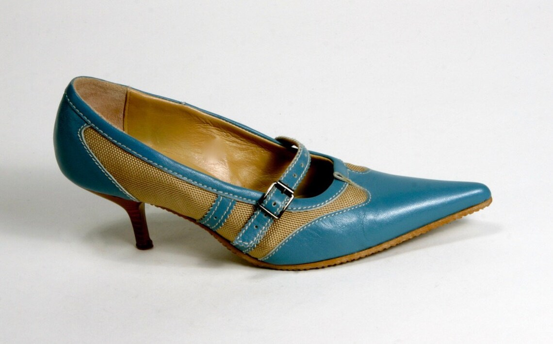 Blue and Tan Avant Gard GFJ Italian High Heels - Sz 38 EU or 7.5 US - Etsy
