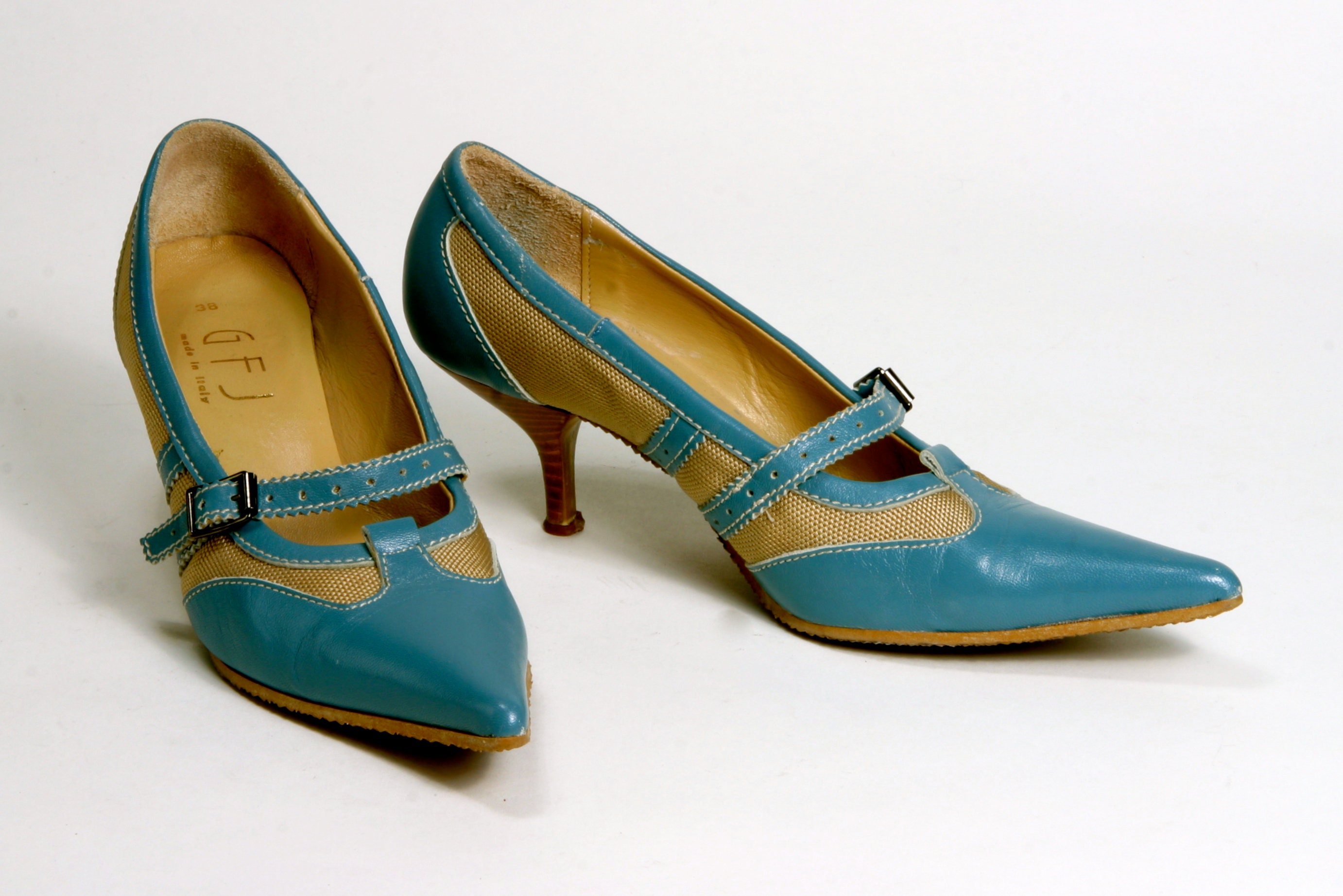 Blue and Tan Avant Gard GFJ Italian High Heels - Sz 38 EU or 7.5 US - Etsy