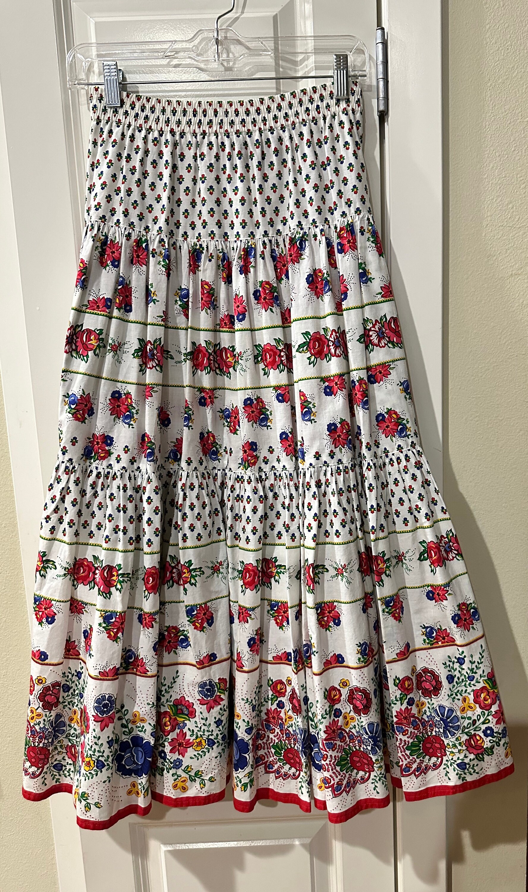 Soulieado Provencal Vintage French Cotton Print Tiered Midi Skirt - Etsy