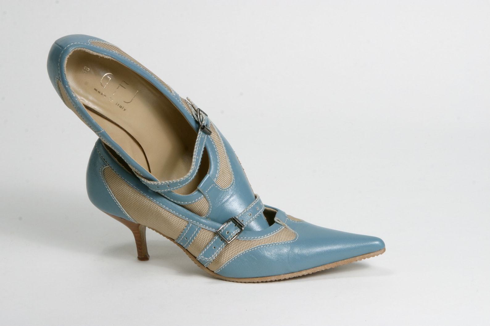 Blue and Tan Avant Gard GFJ Italian High Heels - Sz 38 EU or 7.5 US - Etsy
