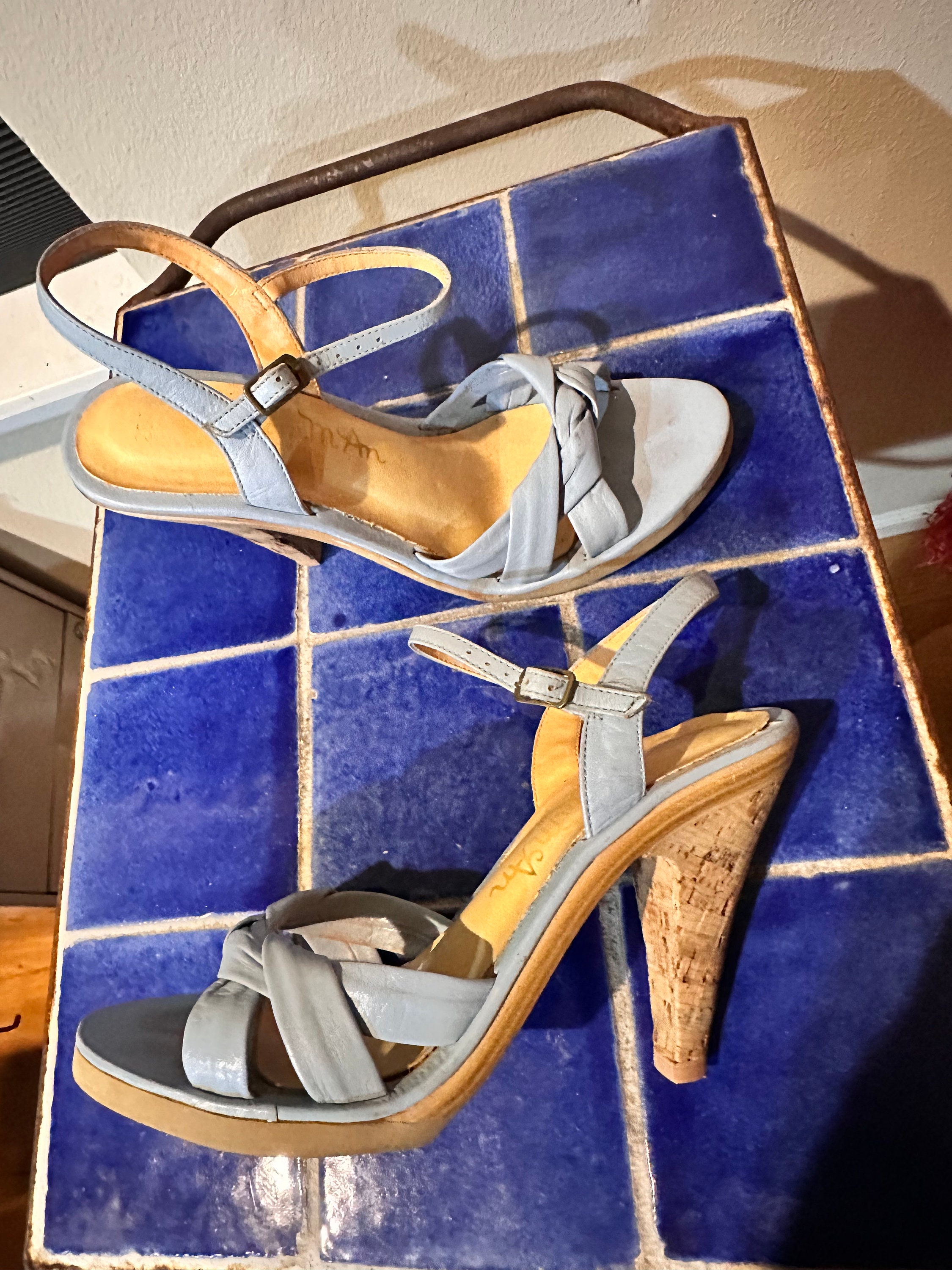 Rare Iconic Tom Mccan Woodworks 1970s 4 High Heels Baby Blue, Cork ...