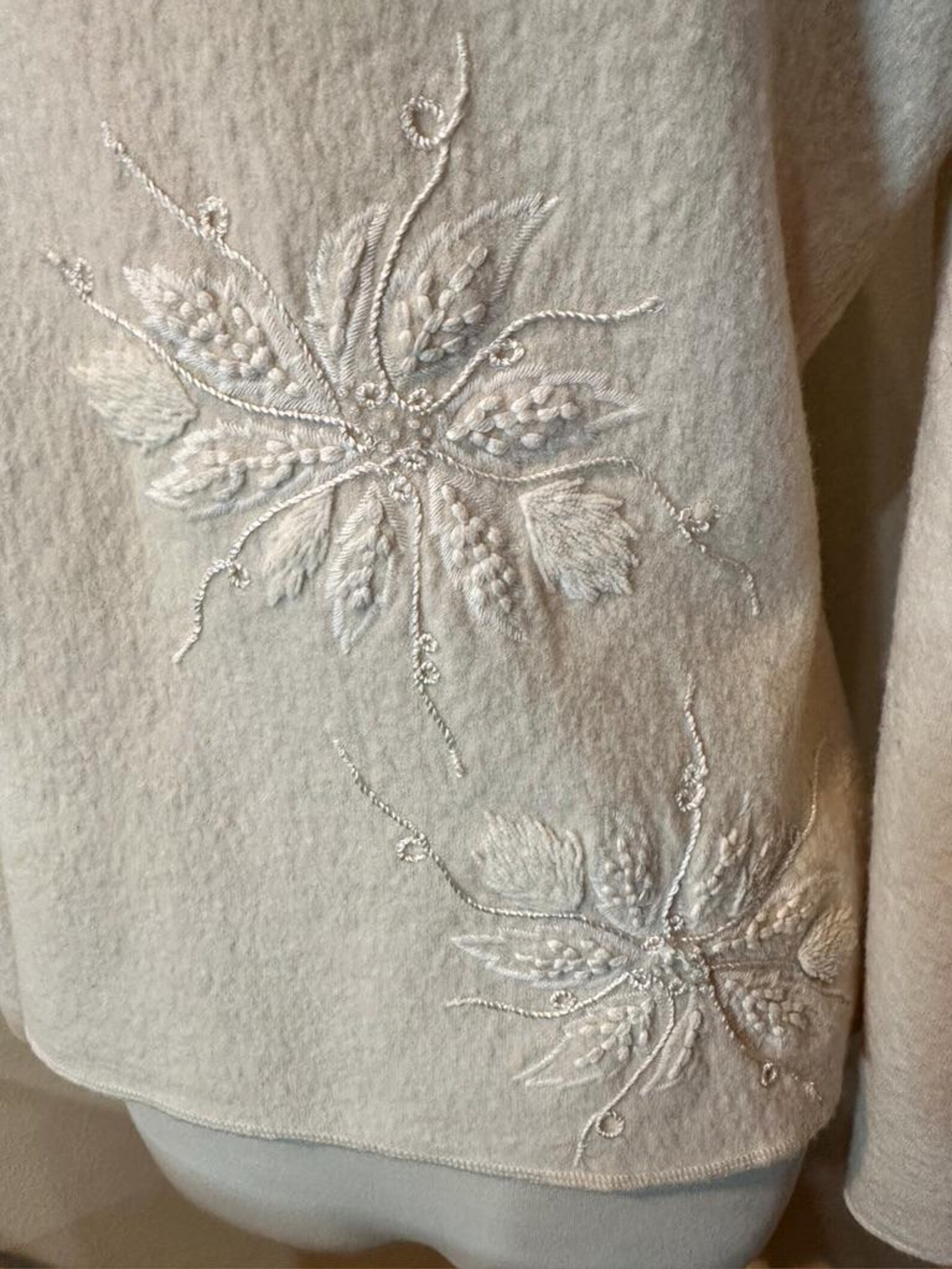 White Embroidered Fleece Snowflake Sweater or Soft Jacket W/ Sequins - Etsy