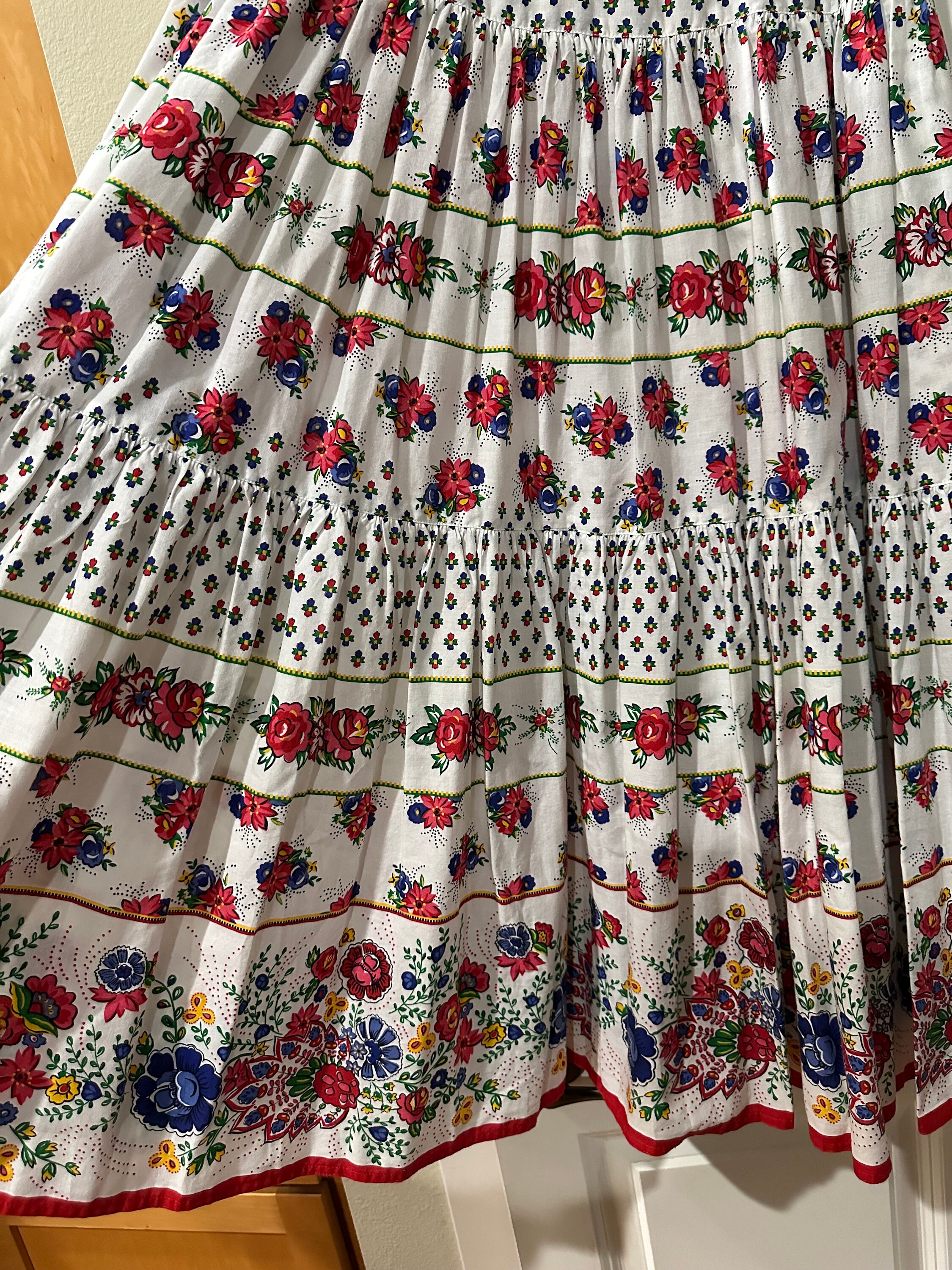 Soulieado Provencal Vintage French Cotton Print Tiered Midi Skirt - Etsy