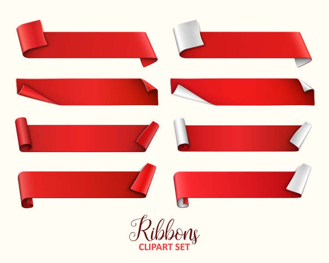 Ribbon Clipart. Ribbon Banners Clip Art Collection. Vector Graphic. - Etsy