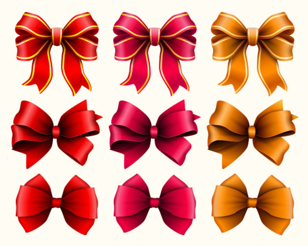 Bow Clipart. Bows Clip Art Collection. Ribbon Clipart. - Etsy