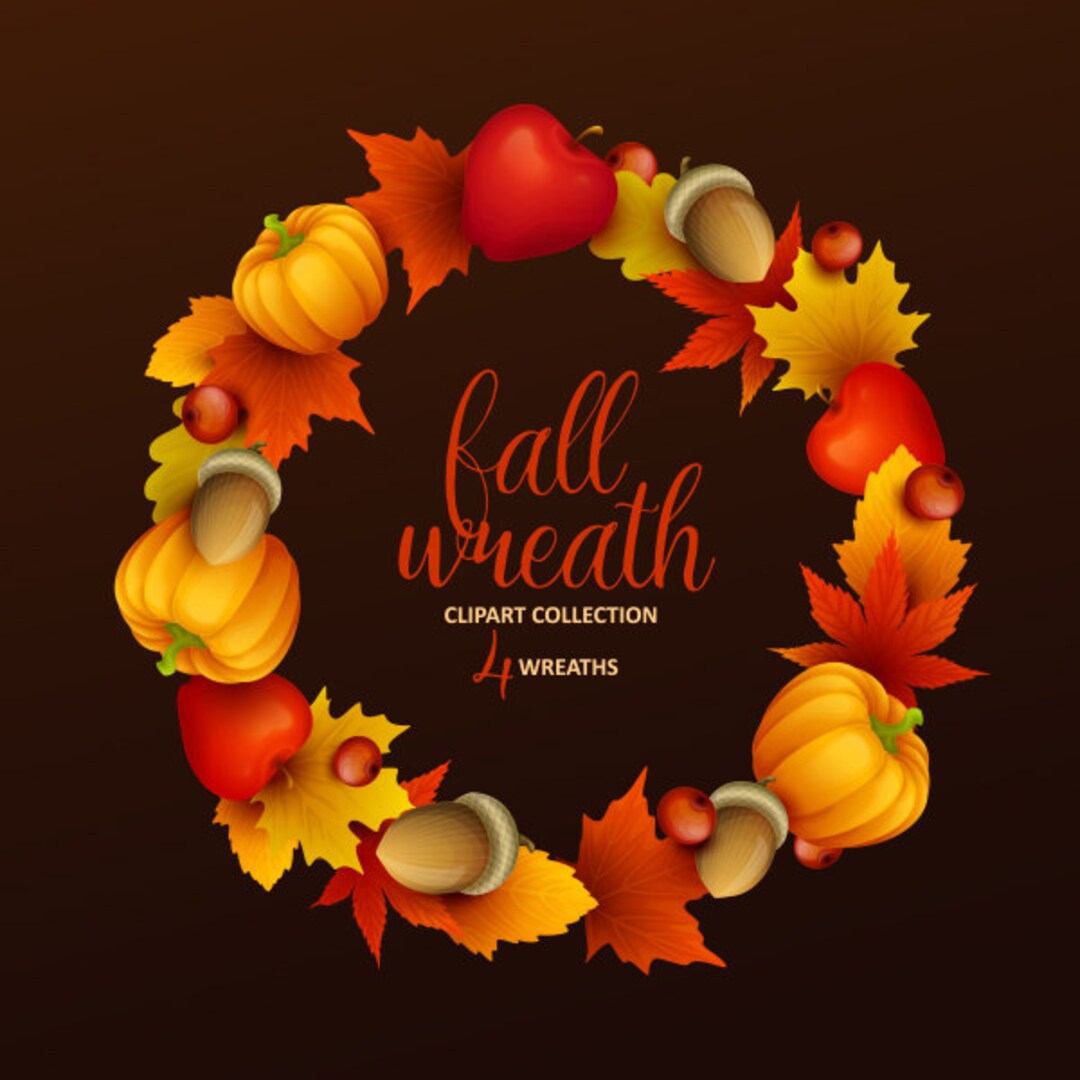 Fall Wreaths Clipart. Autumn Wreaths Clipart. Fall Leaves Clip - Etsy