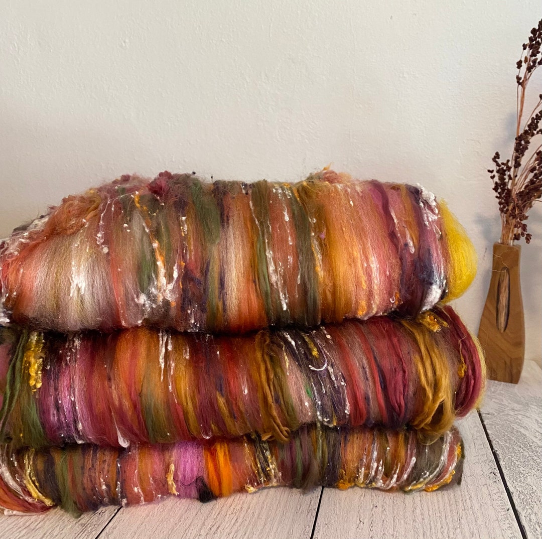 Autumn Colors Art Batt, Merino Batt, Spinning Art Batt, Art Yarn ...