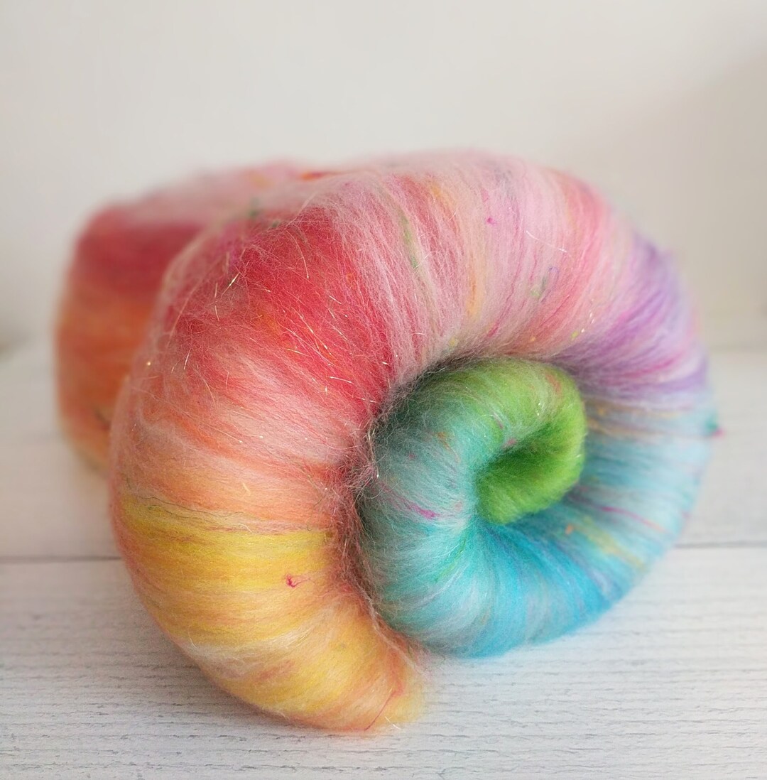 Silky Rainbow Art Batt, Merino Wool, Spinning Art Batt, Art Yarn ...