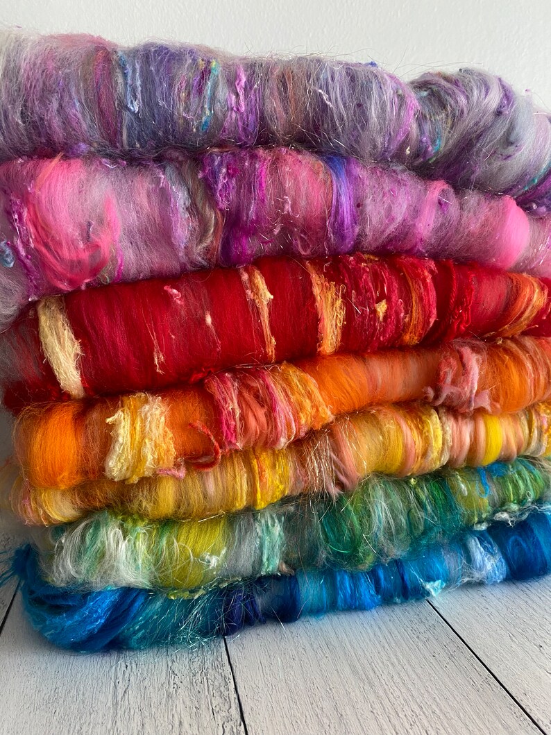Colorful Merino Wool Art Batt: Spinning & Felting Fiber (2.5 Oz) - Etsy