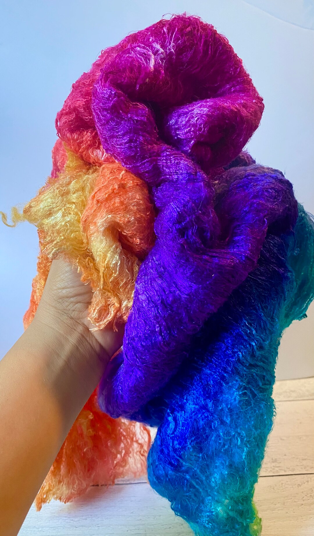 Rainbow Mulberry Silk Lap Silk Fibers for Spinning Spinning Silk ...