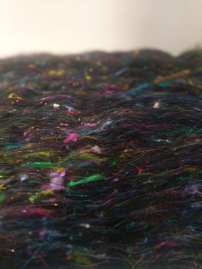 Fireworks Wool Batt Art Batt Black Merino Batt Art Yarn | Etsy