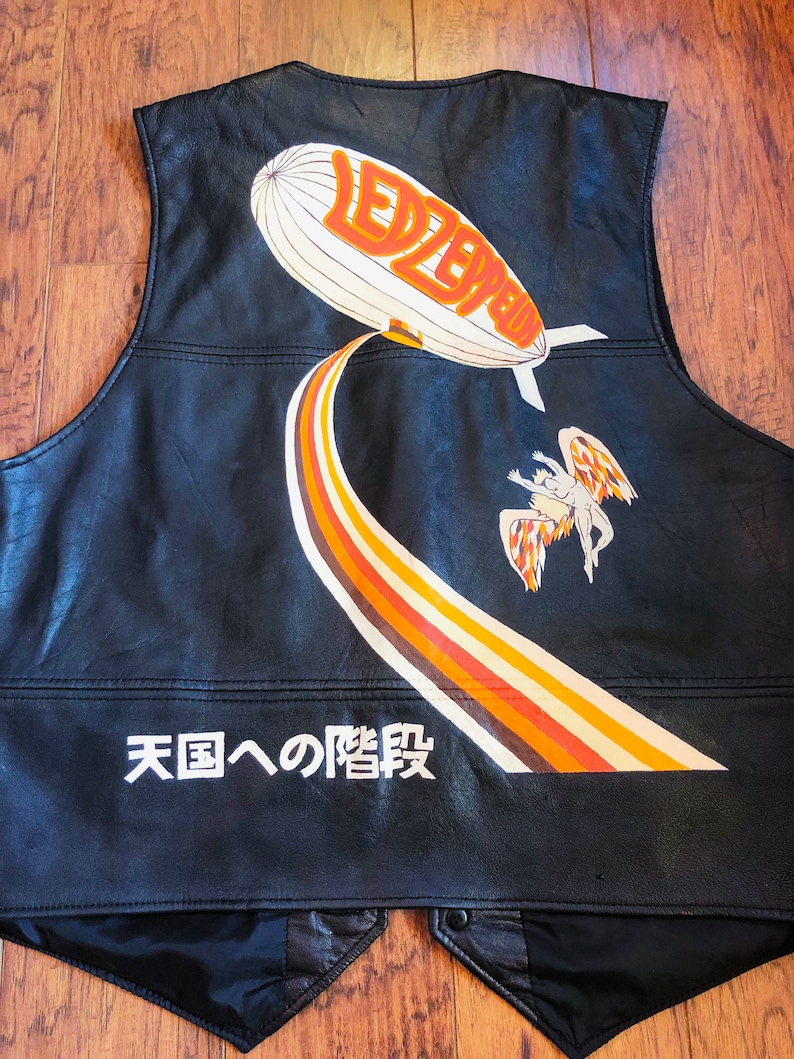 Led Zeppelin Hand Painted Leather Vest - Etsy